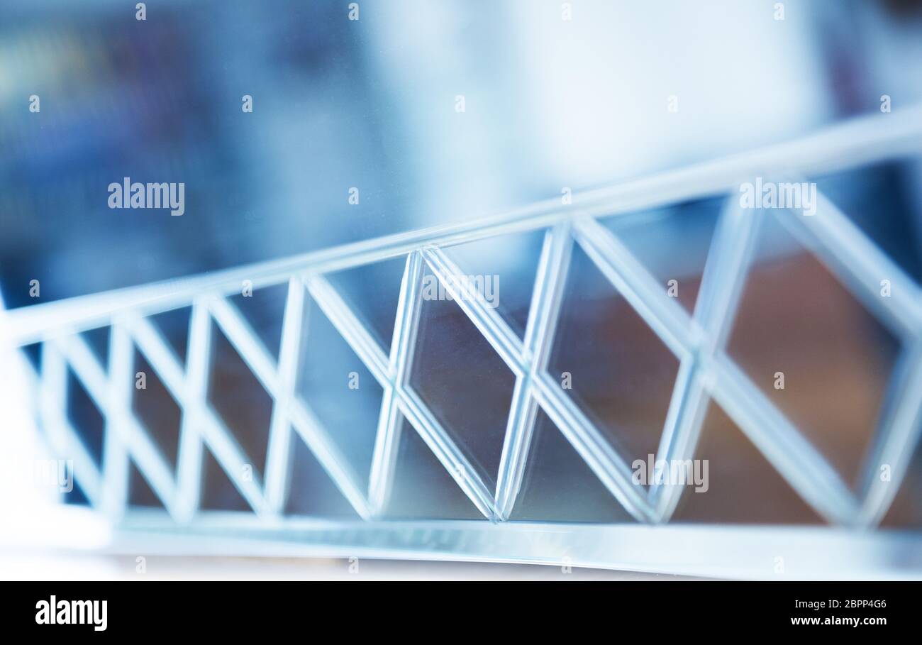 Glass, mirror reflection shapes and shadows. Close-up details. Abstract ...