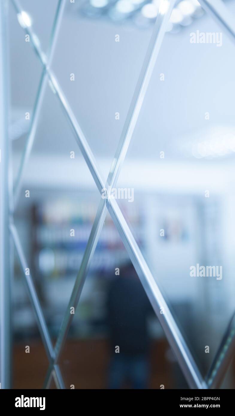 Glass, mirror reflection shapes and shadows. Close-up details. Abstract ...
