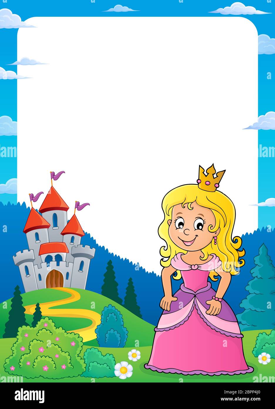 Princess and castle theme frame 1 - picture illustration Stock Photo ...
