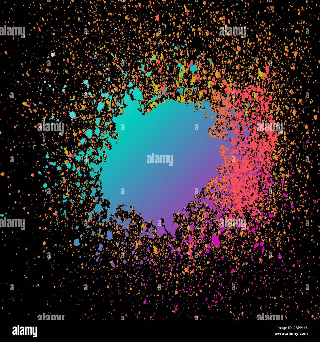 Neon explosion paint splatter artistic template design. Colorful ink ...