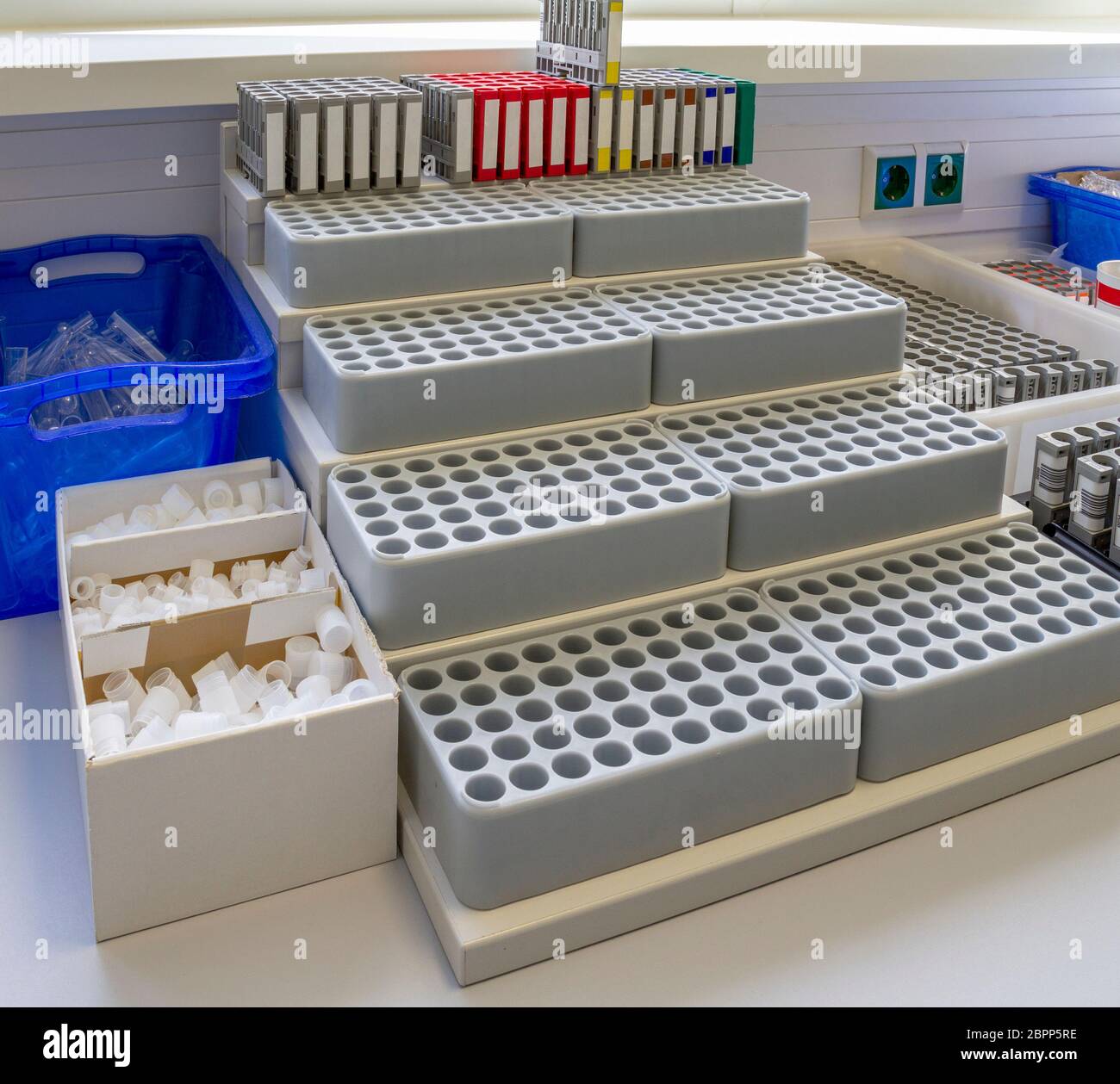 closeup shot of medical sample racks Stock Photo - Alamy