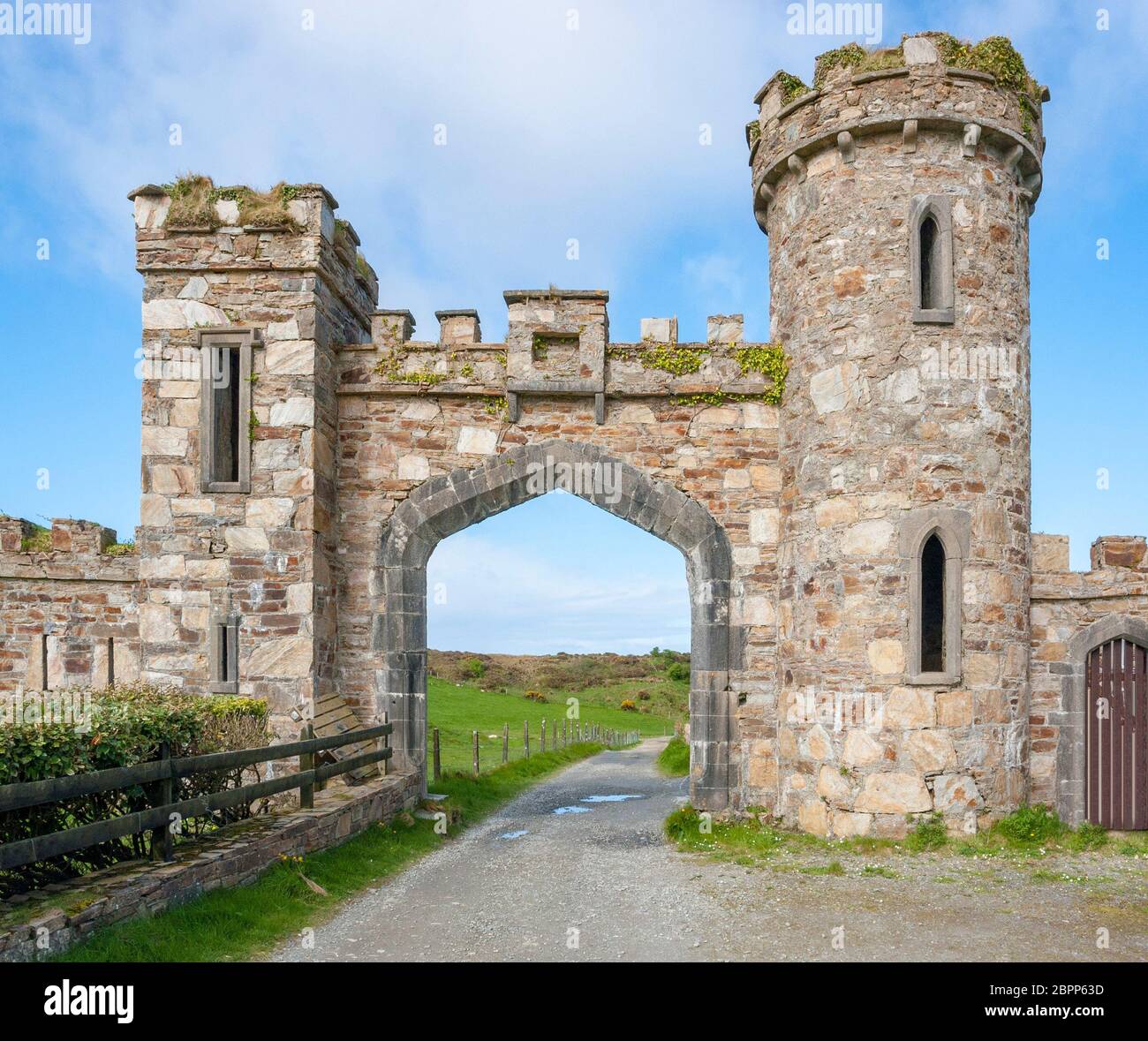 historic building with archway seen in western Ireland Stock Photo - Alamy