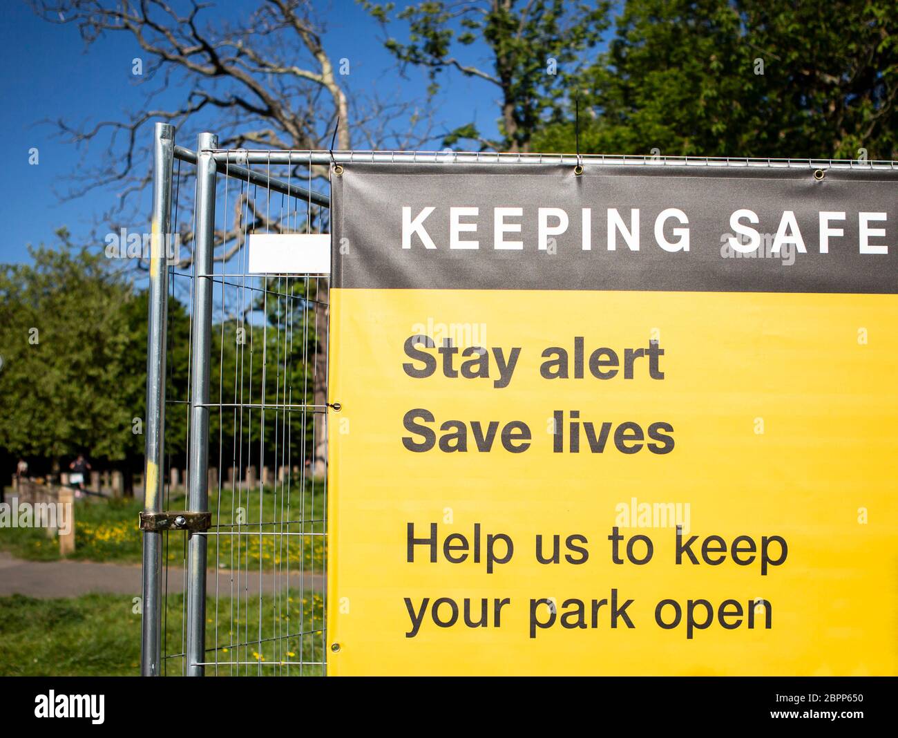 Covid-19 Stay Alert public space sign Stock Photo - Alamy