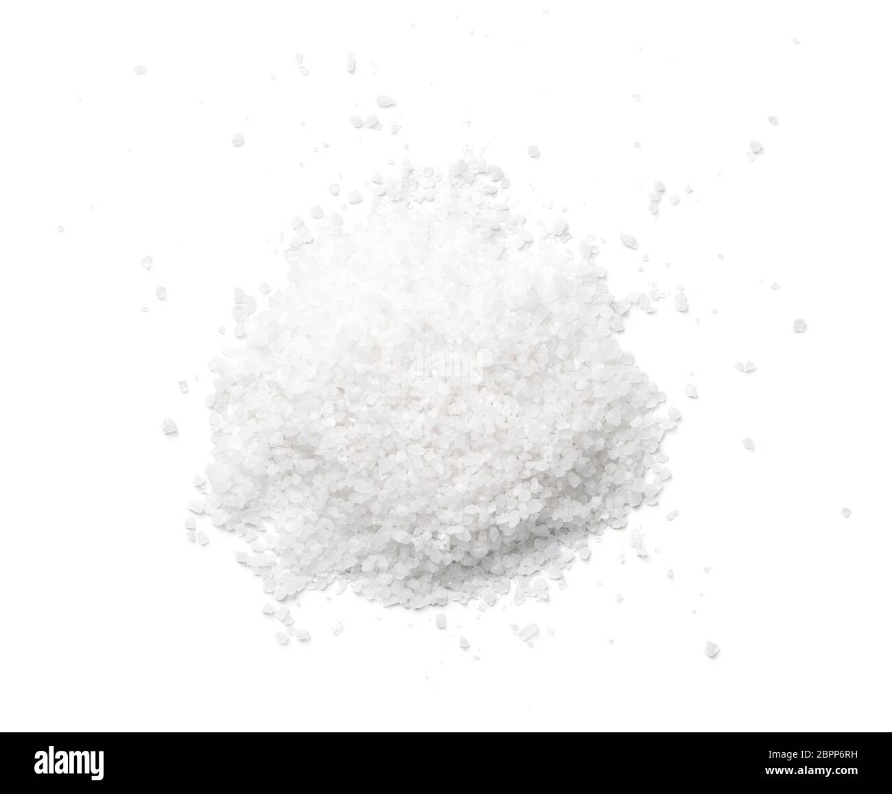 Salt isolated on white background. Top view Stock Photo - Alamy