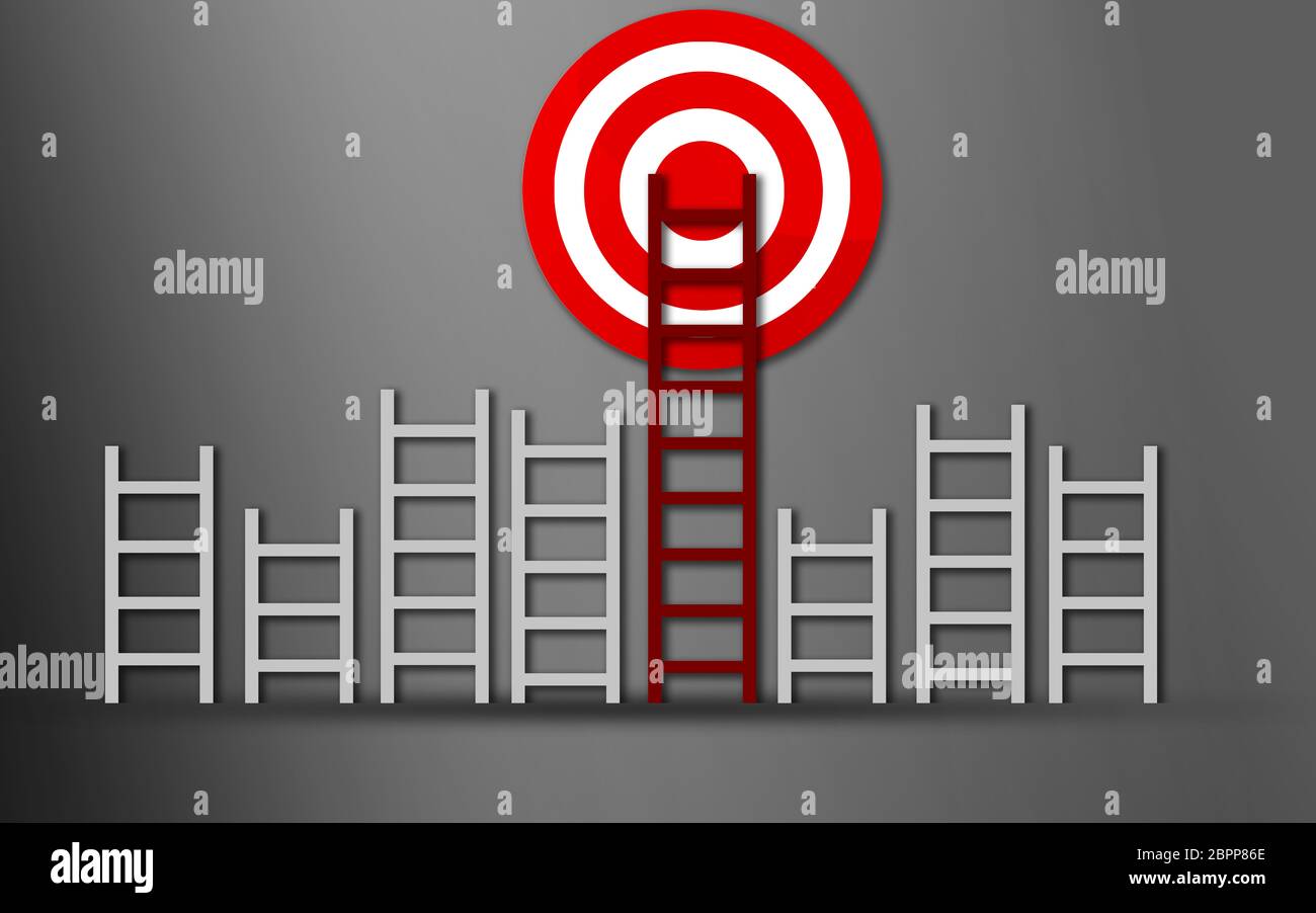 Long red ladder to goal target business concept, 3D rendering Stock ...