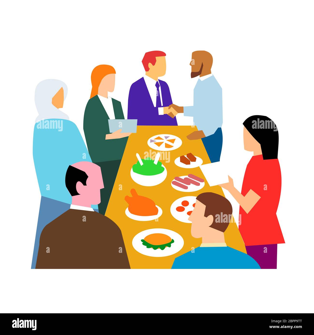 Retro style illustration showing the concept of diversity in workplace ...