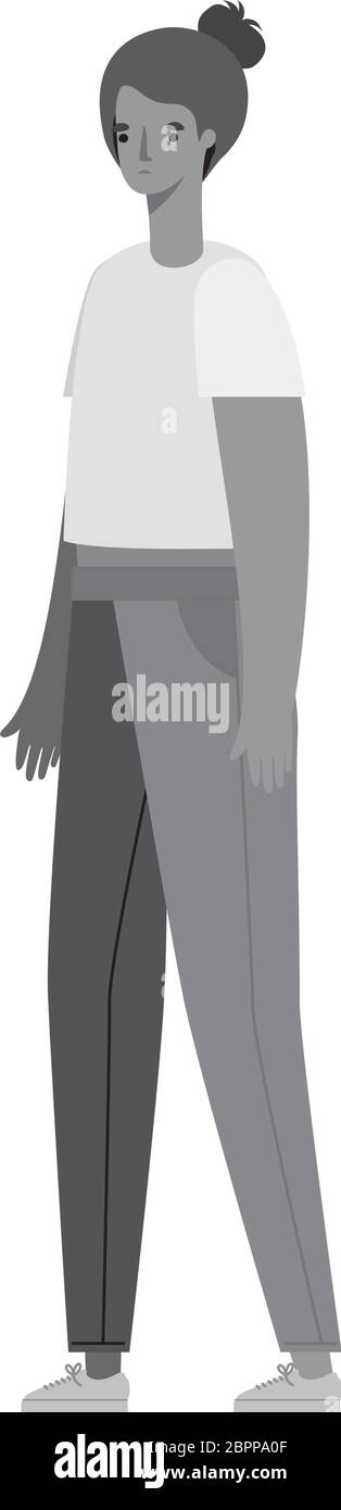 Isolated avatar woman cartoon in gray colors vector design Stock Vector ...