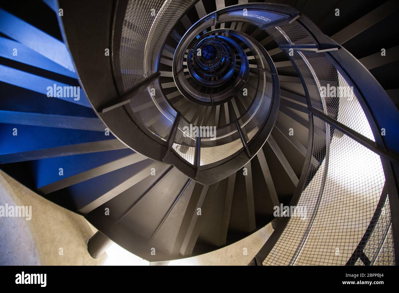 Spiral staircase bottom view. Geometric background Stock Photo - Alamy