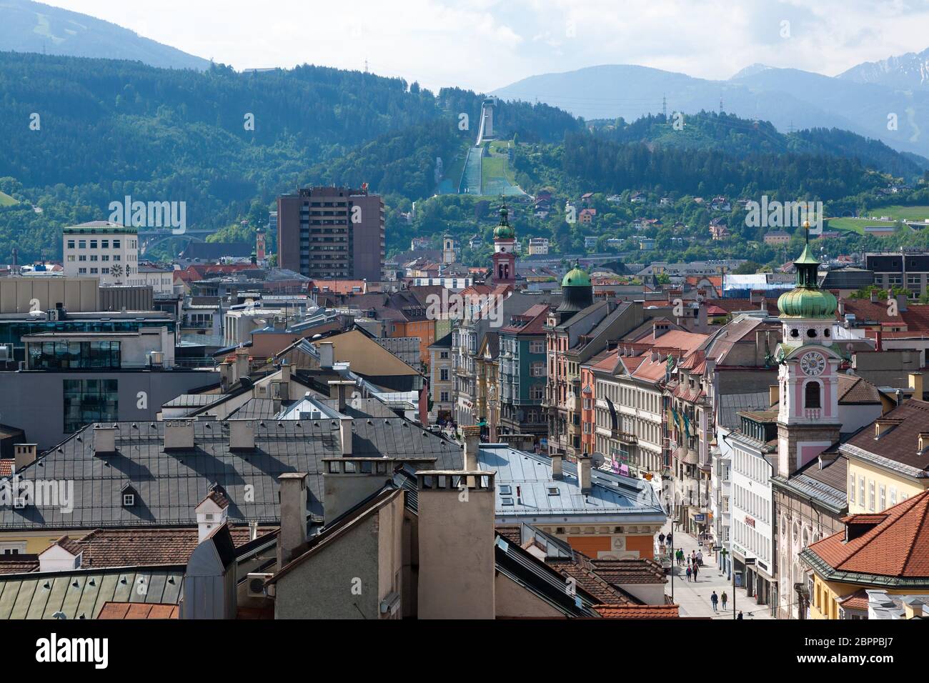 Innsbruck city center aerial view. Old town view from clock tower Stock ...