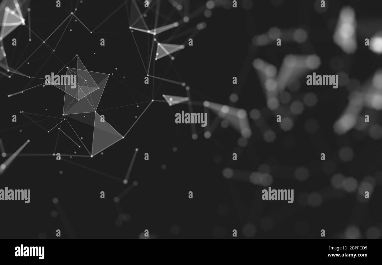 Abstract Polygonal Space Low Poly Dark Background With Connecting Dots And Lines Connection