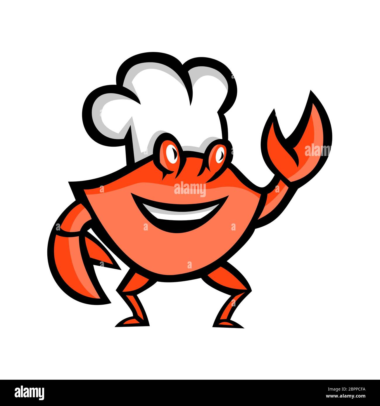 Mascot icon illustration of a Cajun crab wearing a chef, baker or cook ...