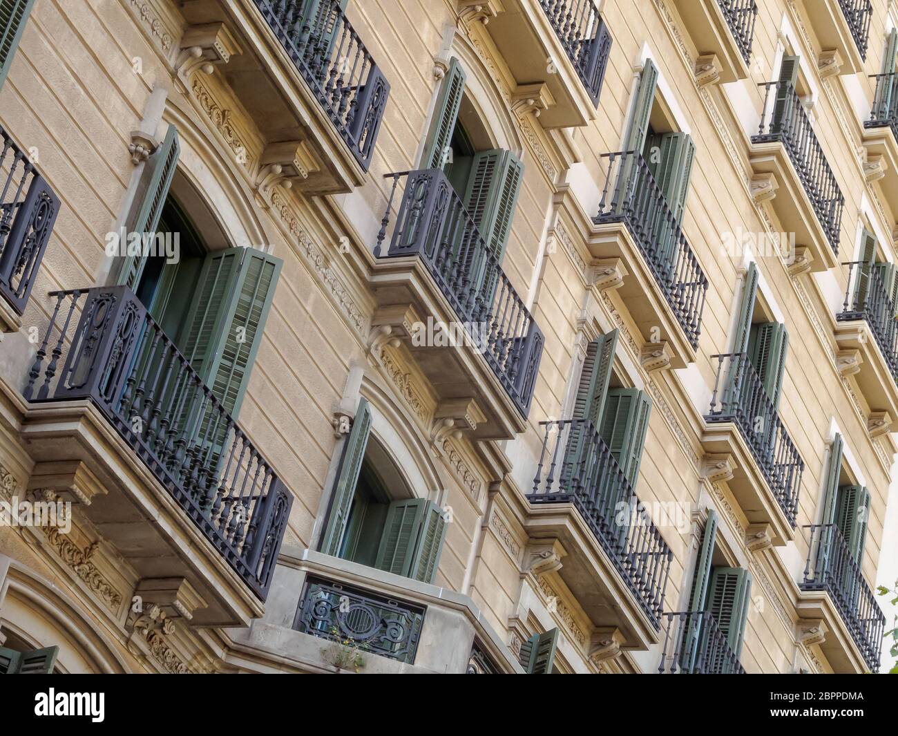 Geometric shapes on the facade of a modernist residential building ...
