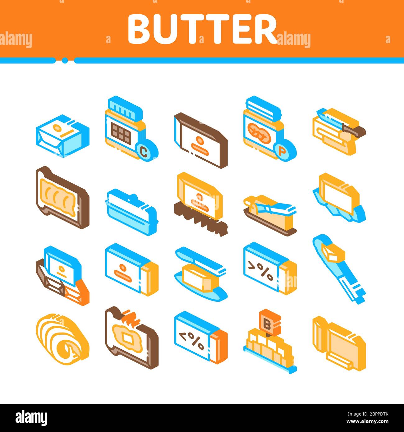 Butter Or Margarine Isometric Icons Set Vector Stock Vector Image & Art ...