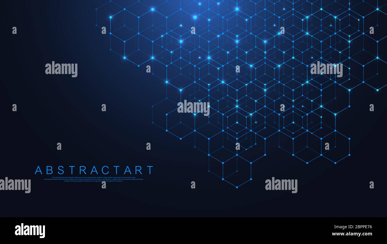 Hexagons Abstract Grid Background With Connected Lines And Dots Hex