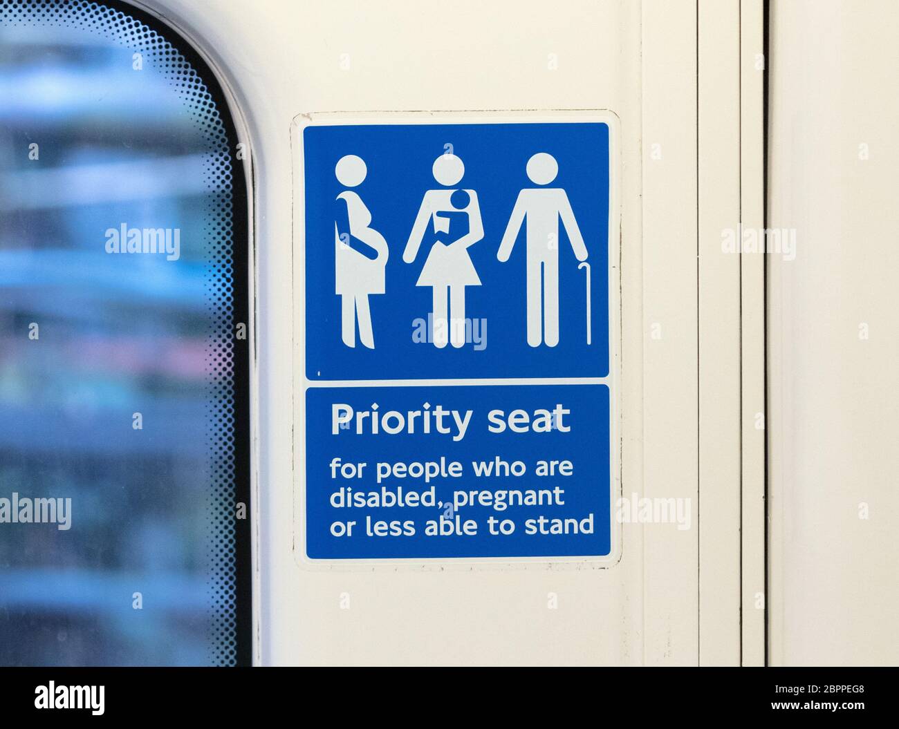Priority seat in the London metro, public transport in London Stock ...