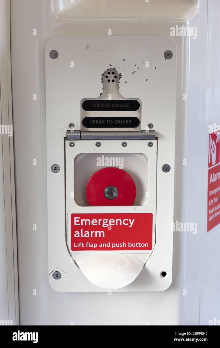 Emergency alarm button, London metro, push the button Stock Photo - Alamy