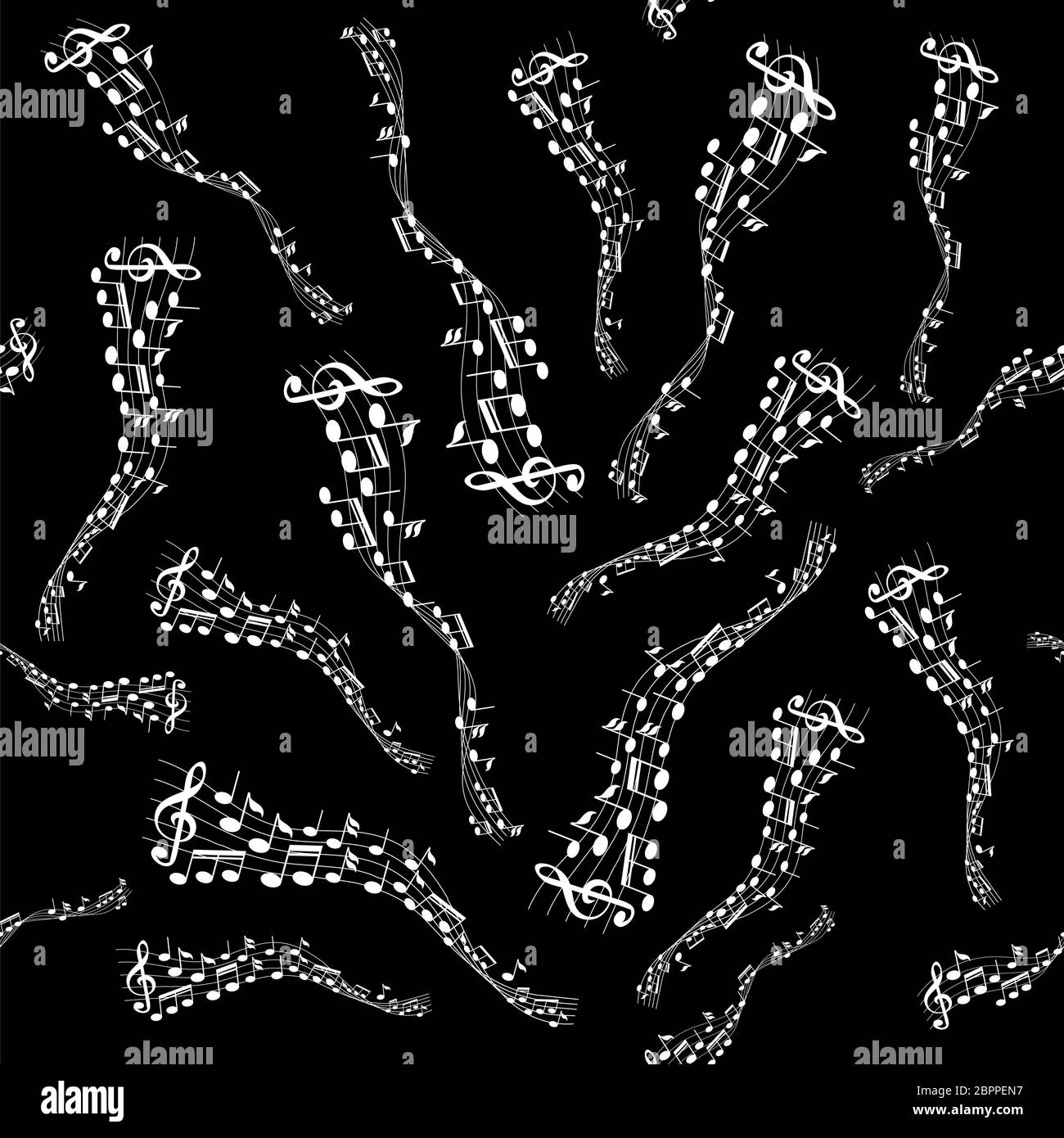 Music Notes with G-clef on Line Wave Background. Can be Adapt to ...