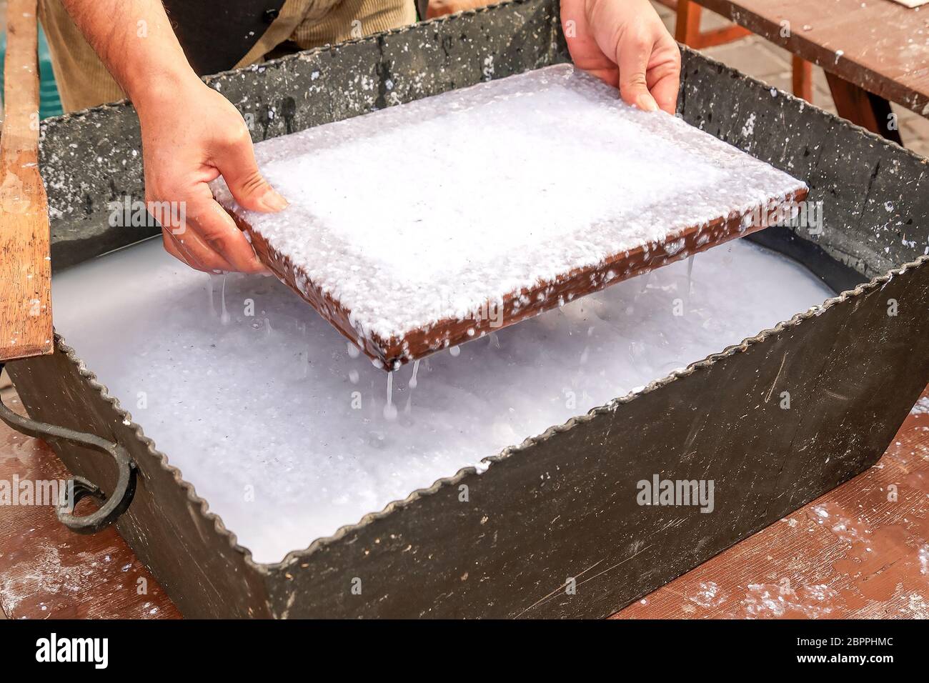 old papermaking craft Stock Photo - Alamy