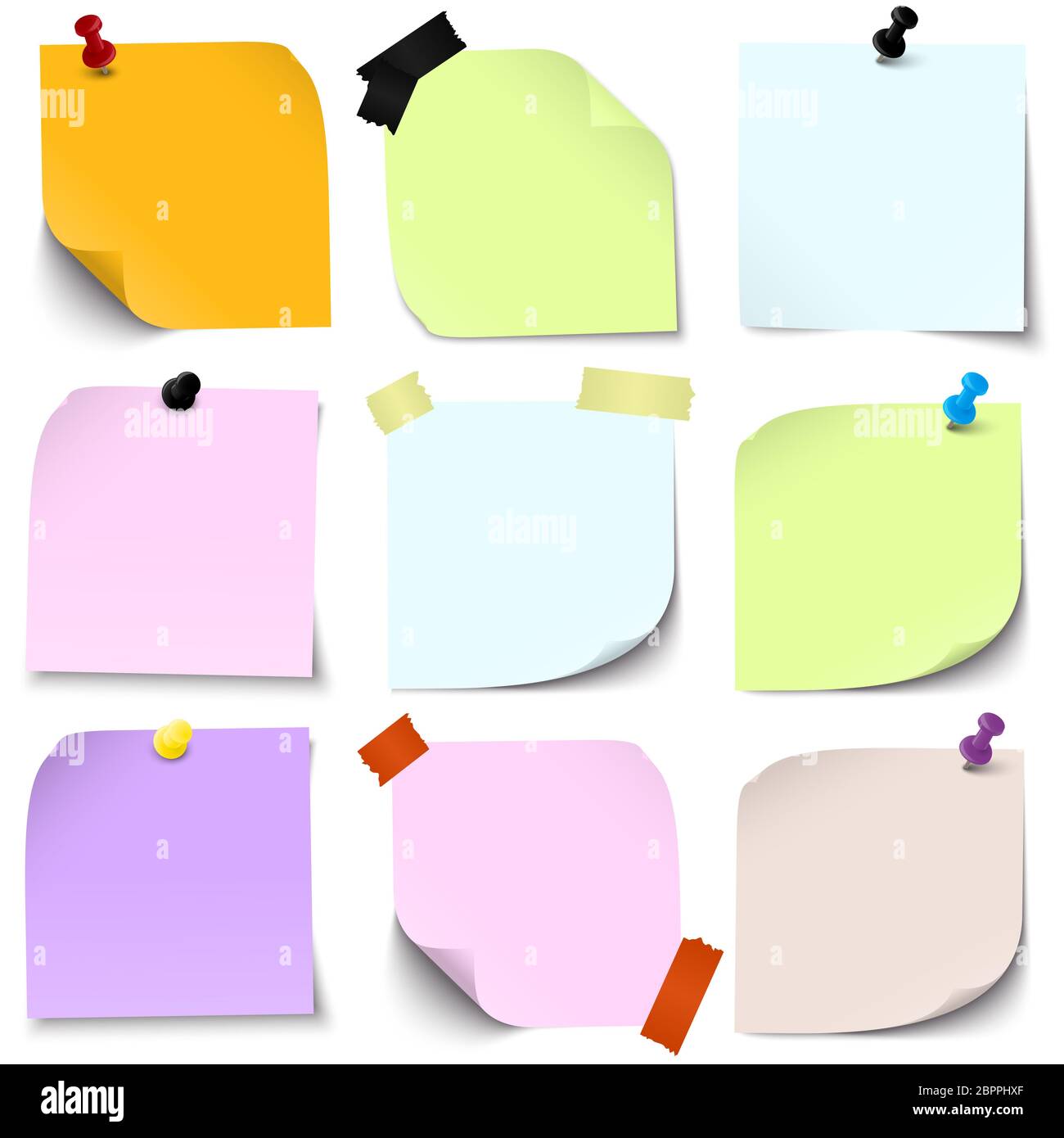 vector illustration of an collection of different sticky papers with ...