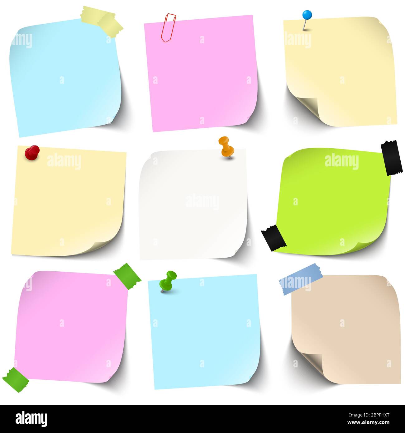 vector illustration of an collection of different sticky papers with ...
