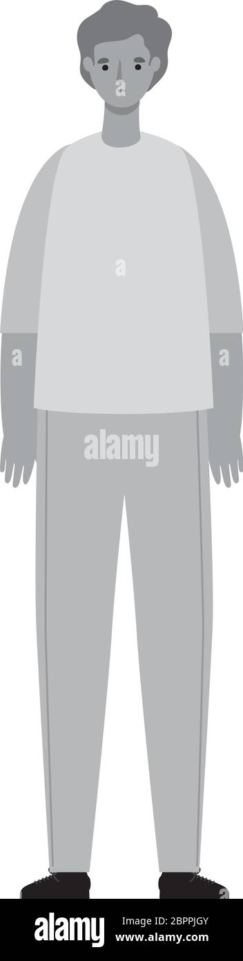 Isolated avatar man cartoon in gray colors vector design Stock Vector ...