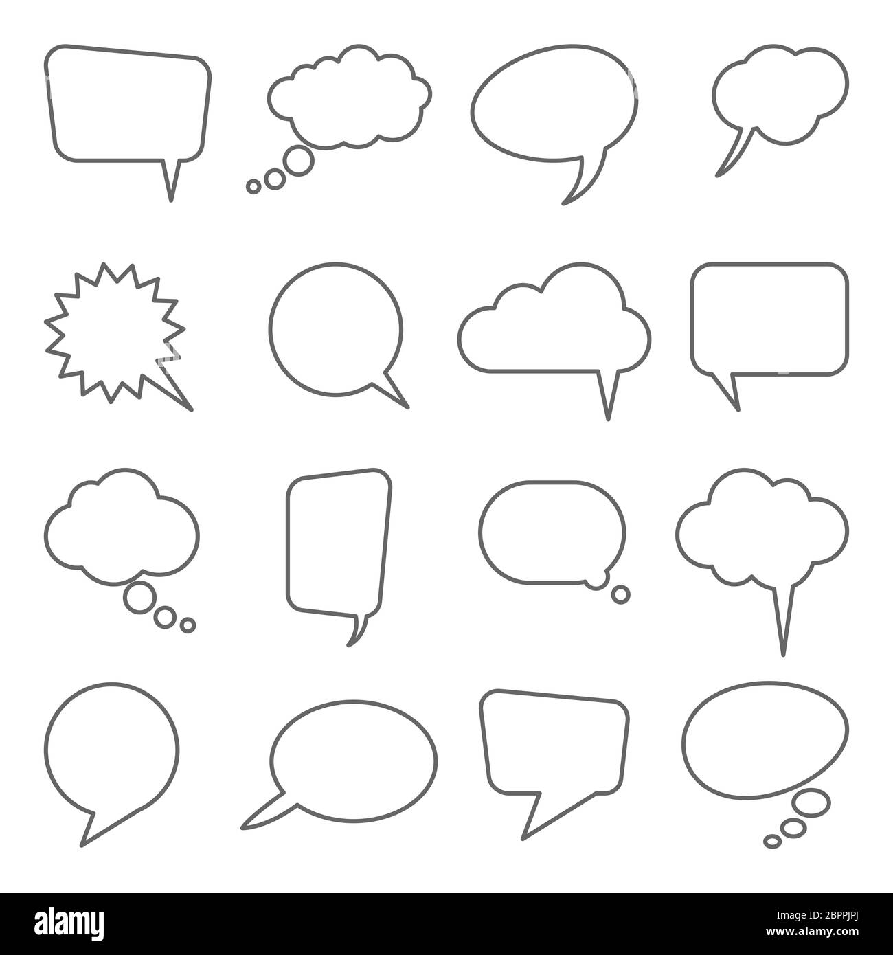 collection of different speech bubbles and thought bubbles with space ...