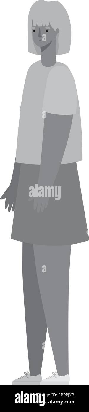 Isolated avatar woman cartoon in gray colors vector design Stock Vector ...