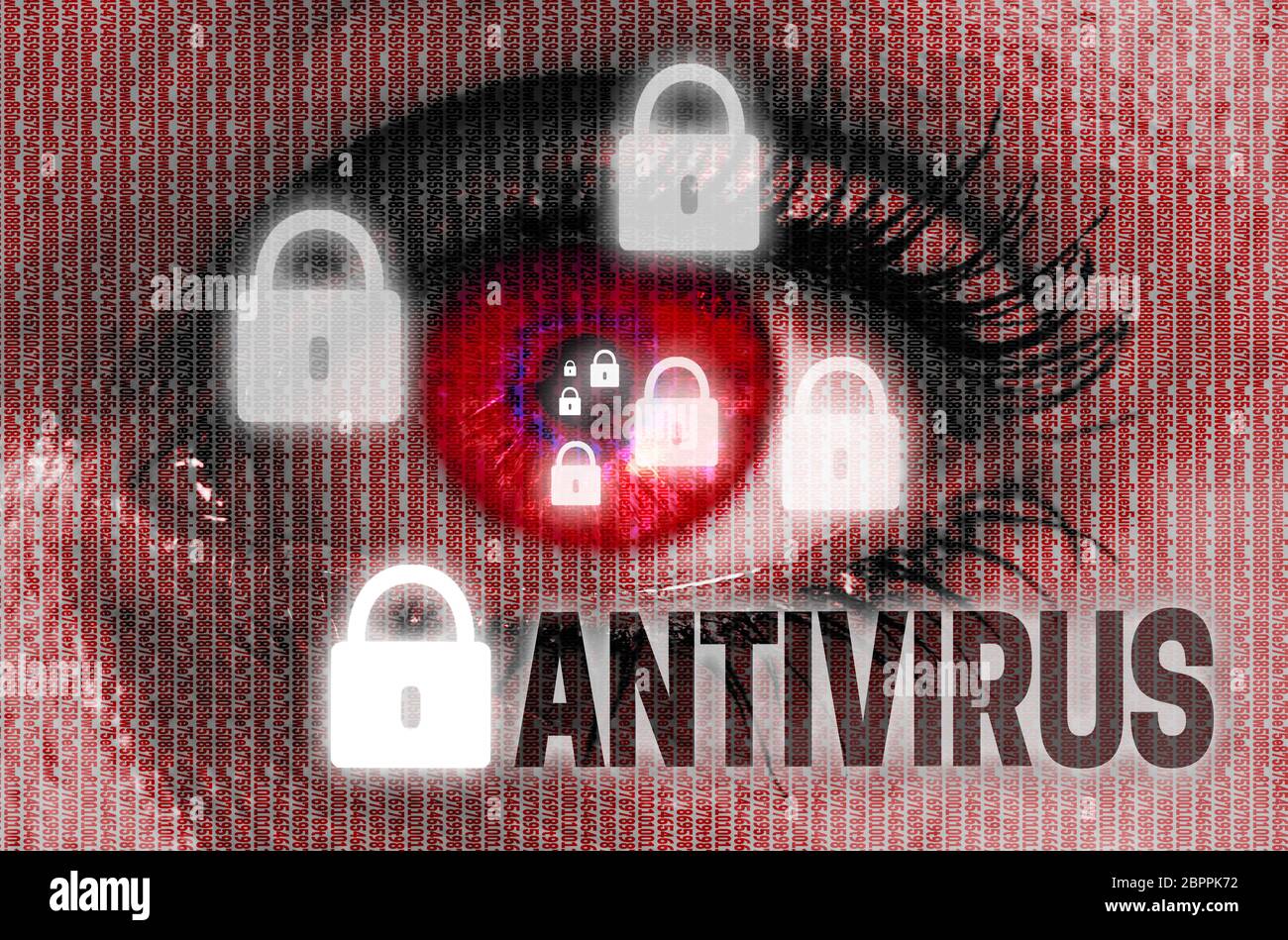antivirus eye looks at viewer concept background Stock Photo - Alamy