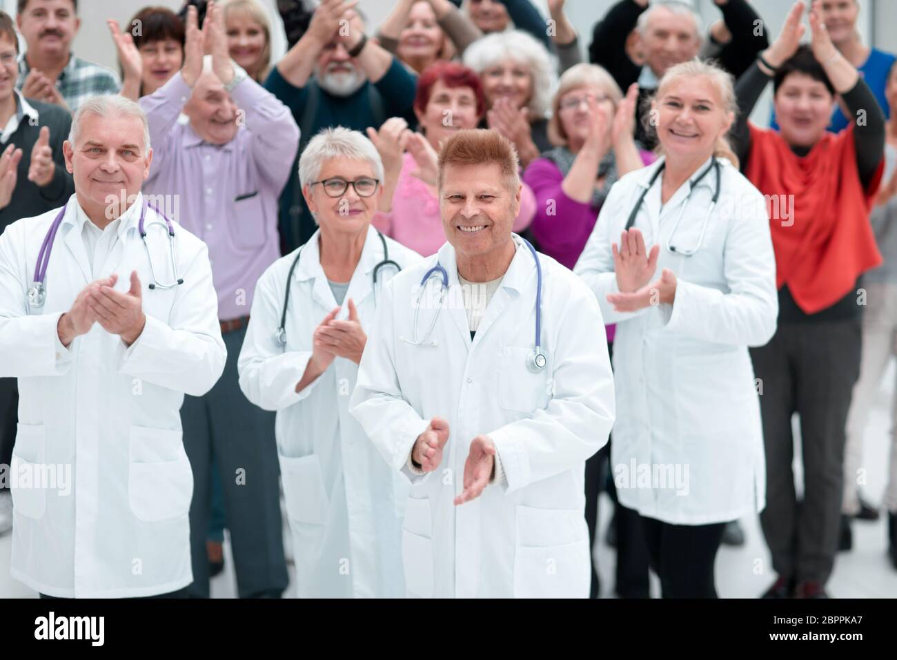 Group of the patients celebrate their recovery Stock Photo - Alamy
