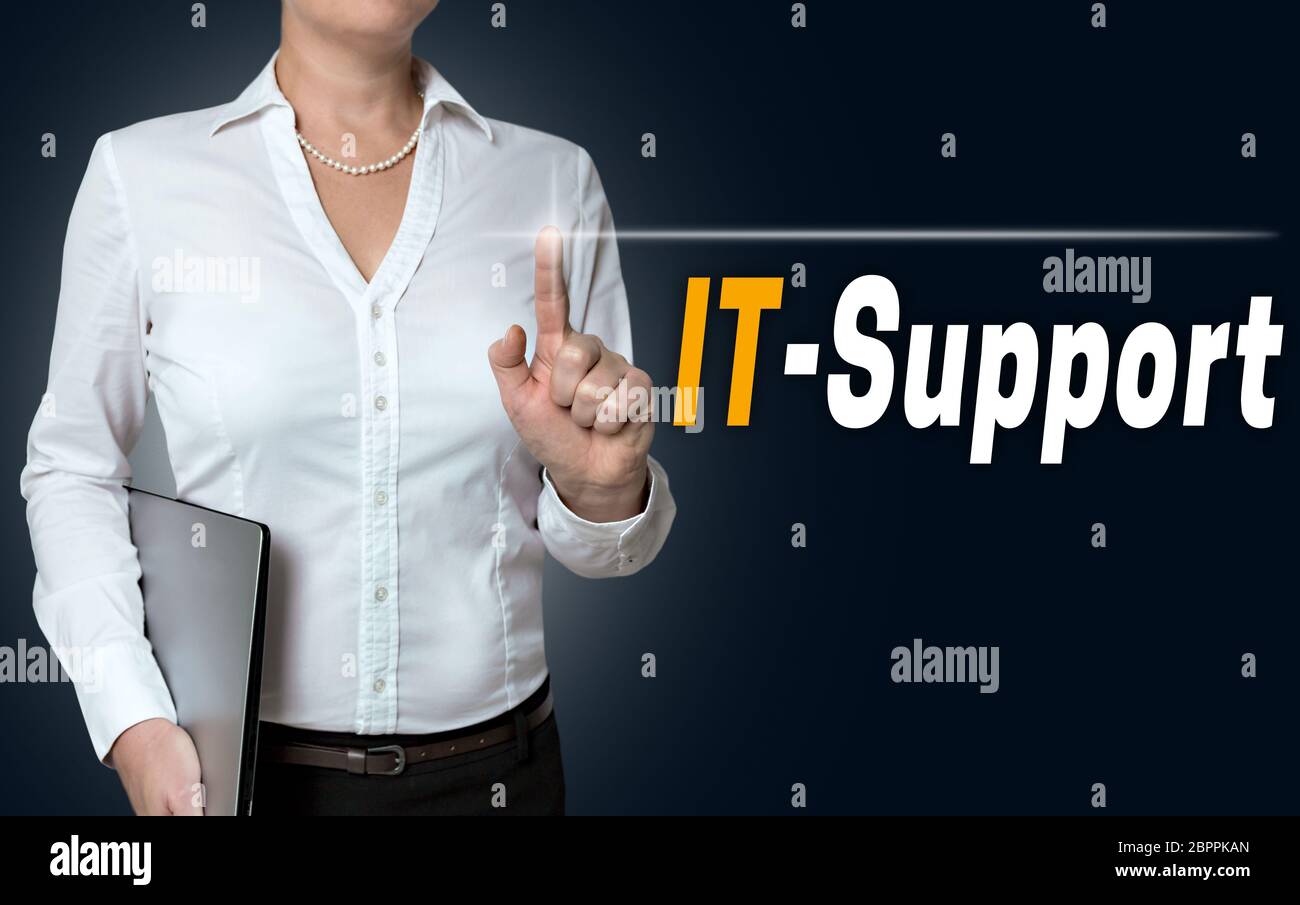 it-support touchscreen is operated by businesswoman Stock Photo - Alamy