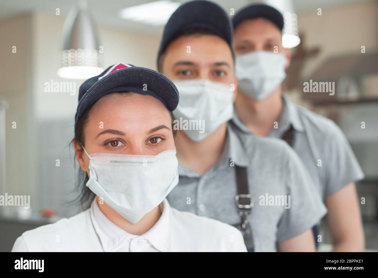 work of waiters in a fast food restaurant in a restaurant Stock Photo ...