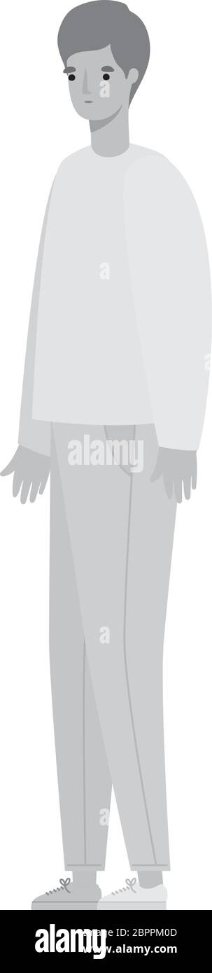 Isolated avatar man cartoon in gray colors vector design Stock Vector ...