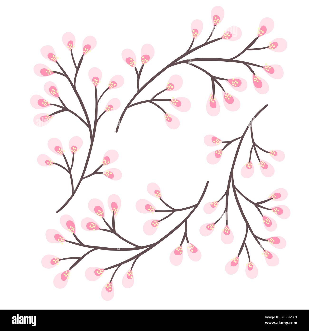 Pretty whimsical Cherry Blossom patterns, with buds now sprouting Stock ...