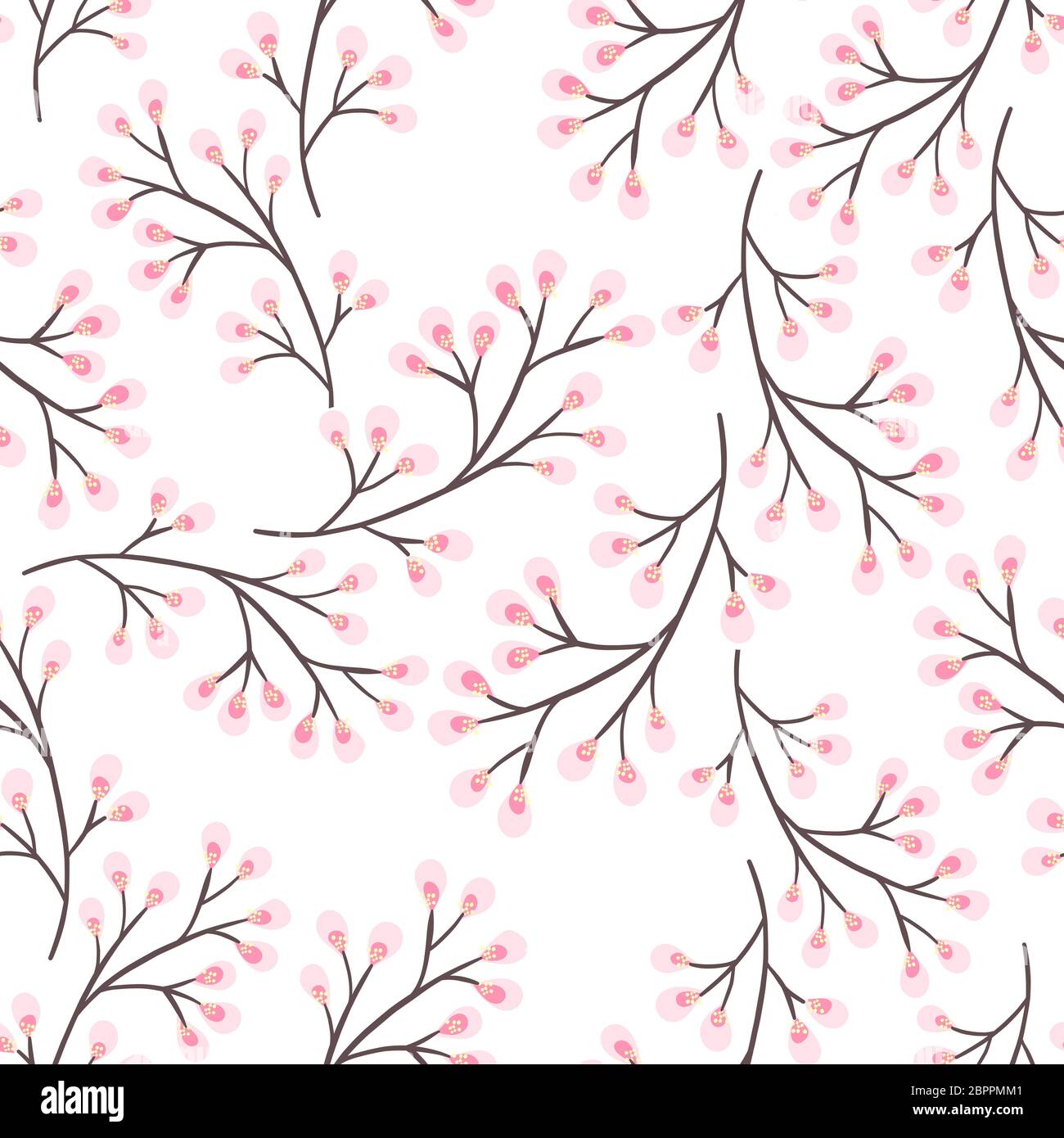 Pretty whimsical Cherry Blossom patterns, with buds now sprouting Stock ...