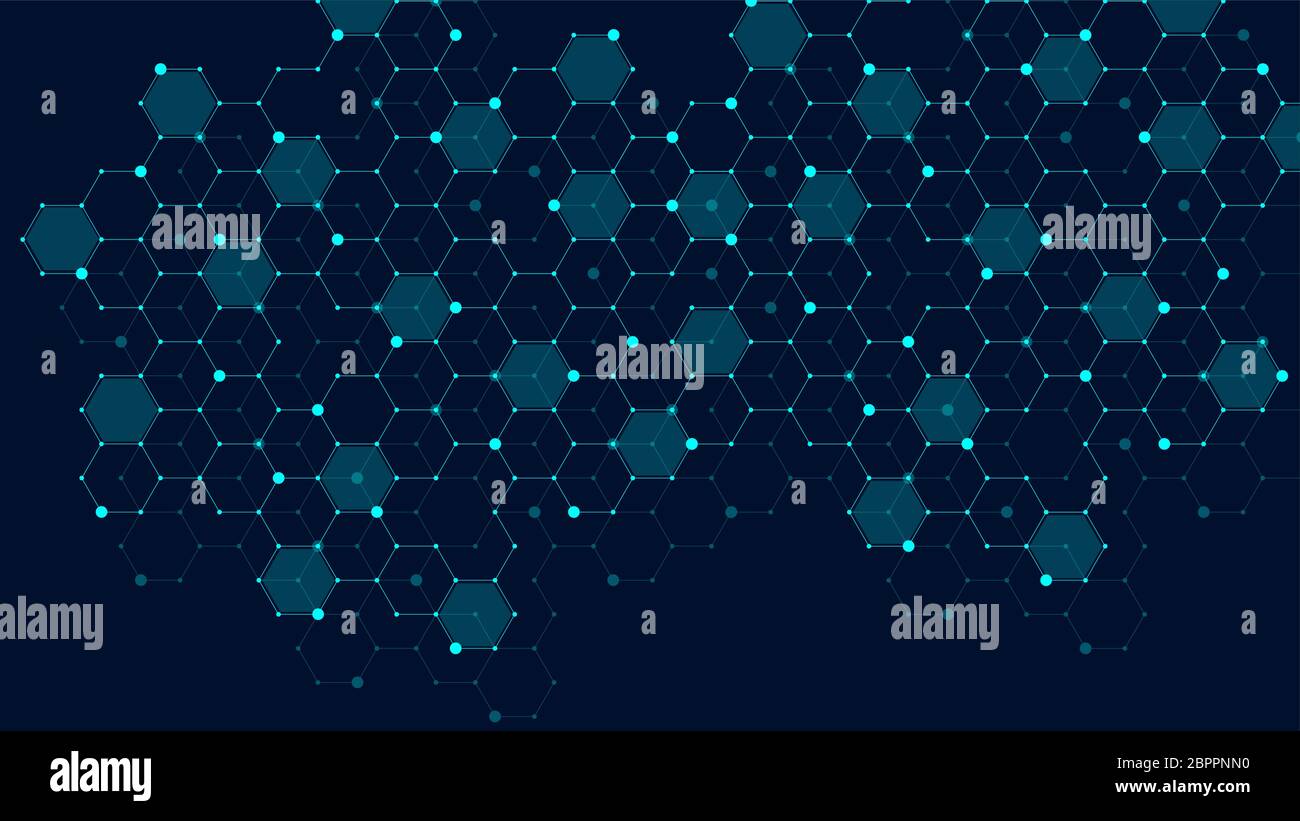 Hexagons Abstract Grid Background With Connected Lines And Dots Hex Digital Pattern With Subtle