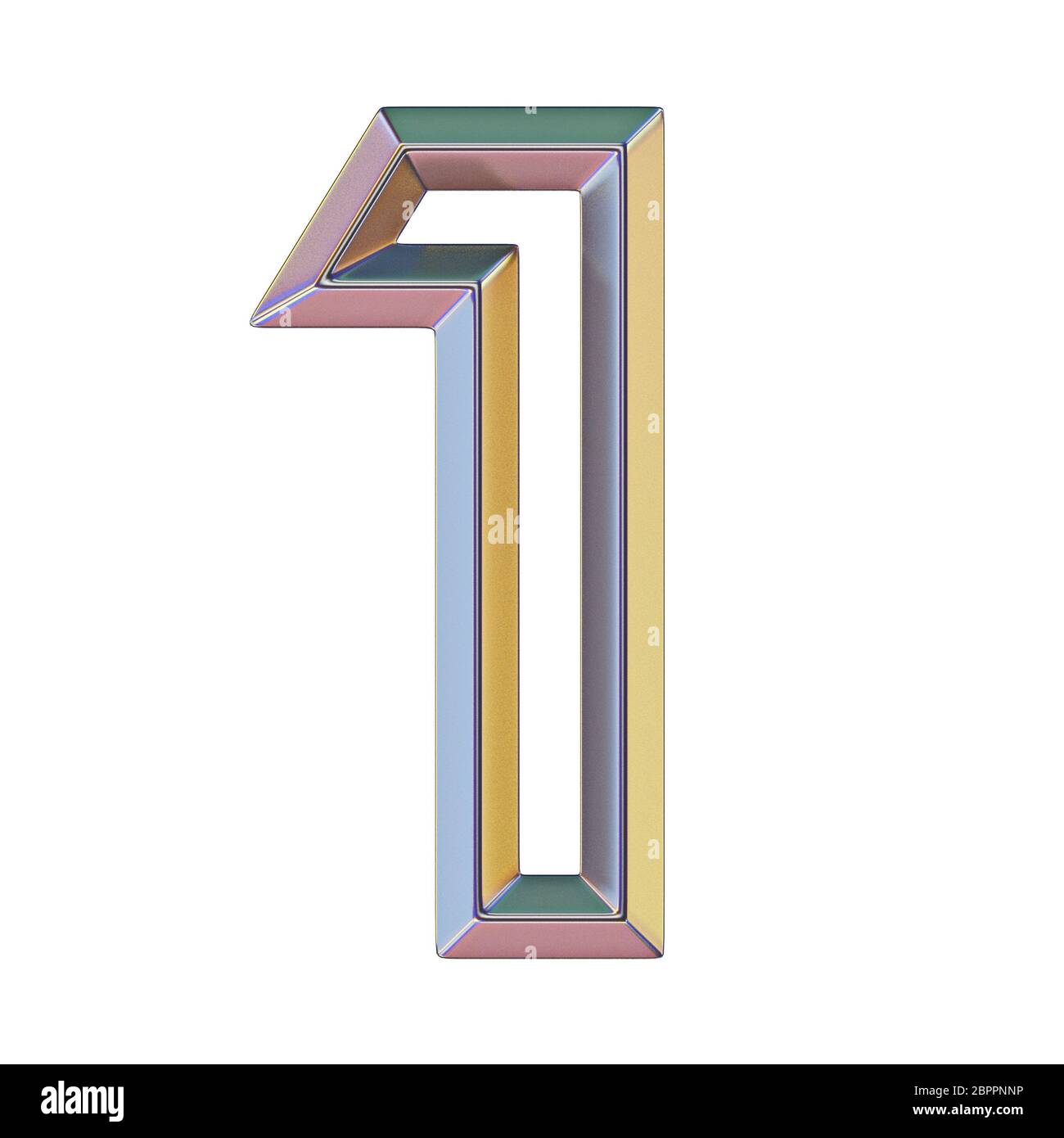 Chrome font with colorful reflections Number 1 ONE 3D render ...