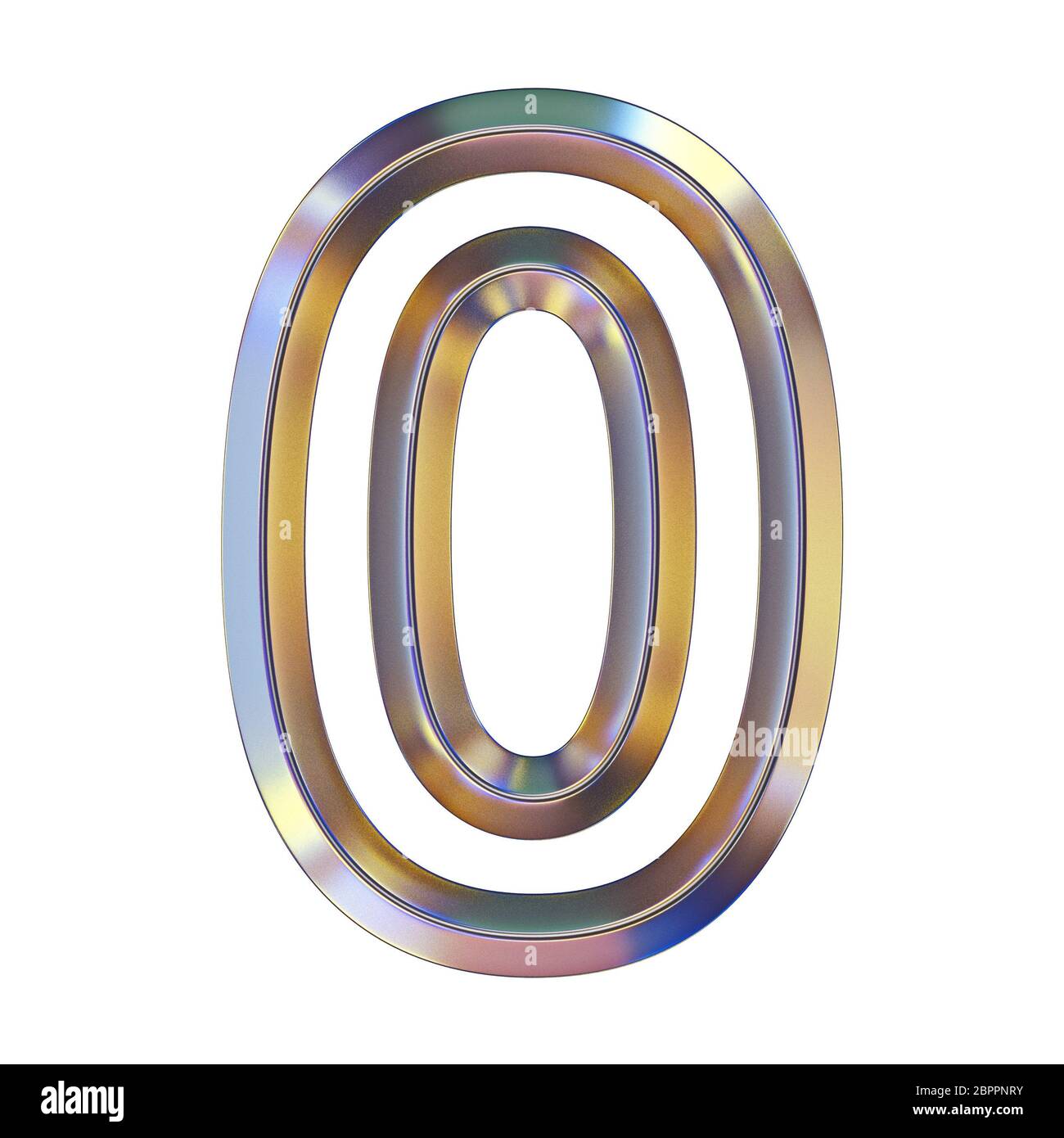 Chrome font with colorful reflections Number 0 ZERO 3D render ...