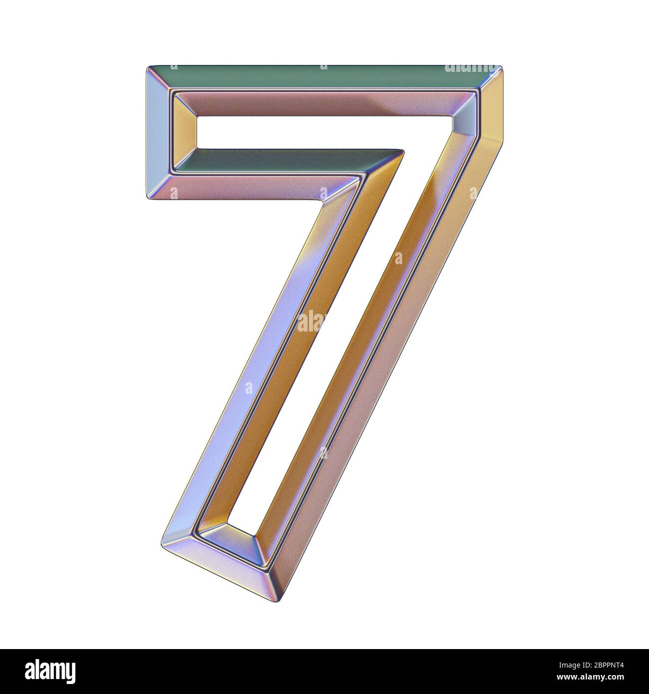 Chrome font with colorful reflections Number 7 SEVEN 3D render ...