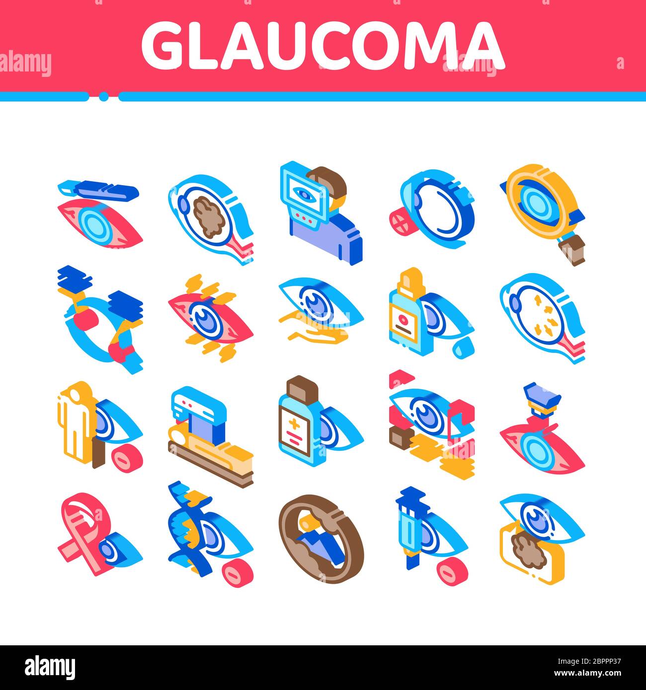 Glaucoma Ophthalmology Isometric Icons Set Vector Stock Vector Image ...