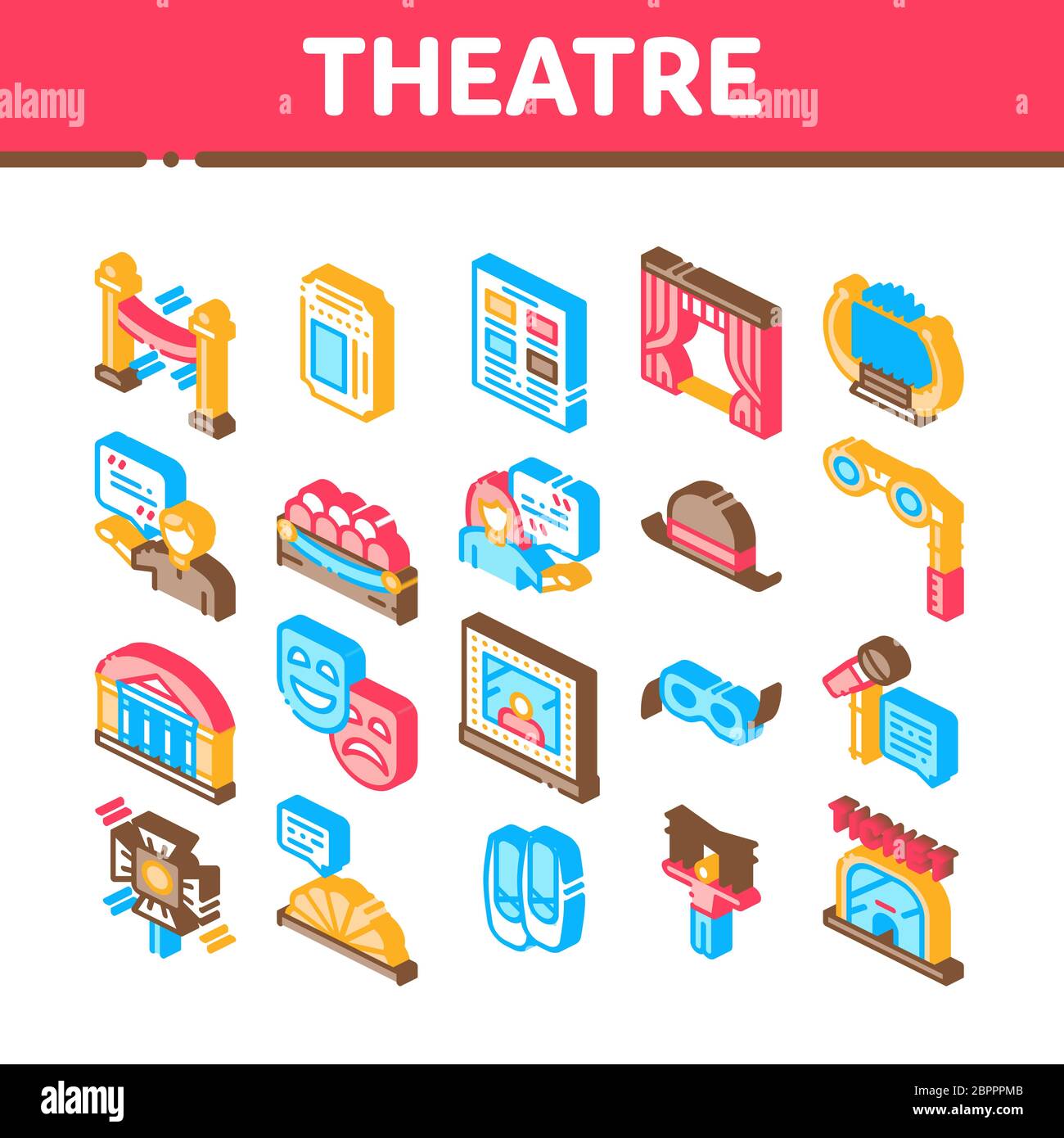 Theatre curtain icons set hi-res stock photography and images - Alamy