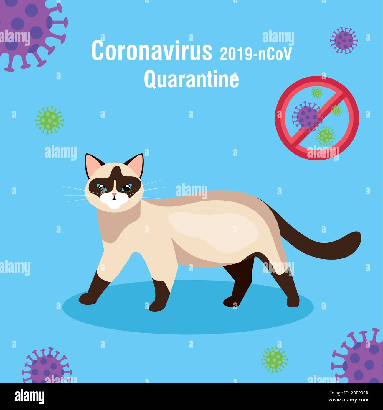 quarantine 2019 ncov campaign with cat Stock Vector Image & Art - Alamy