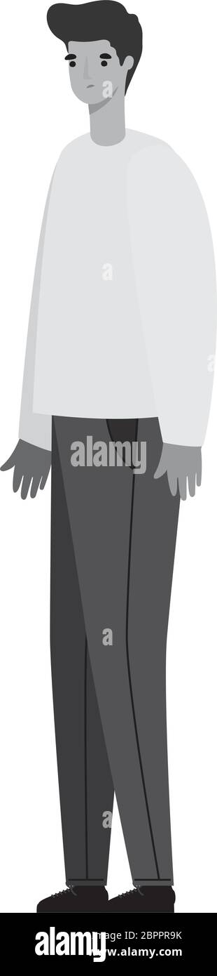 Isolated avatar man cartoon in gray colors vector design Stock Vector ...