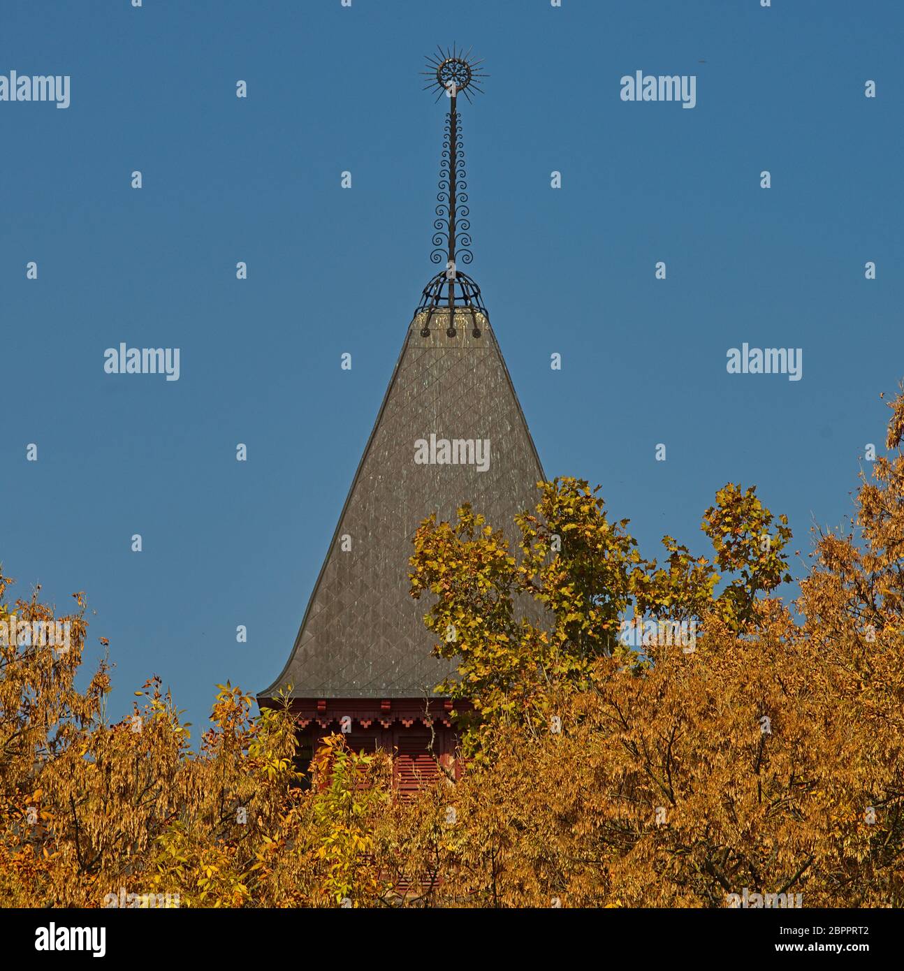 Old square Tower type roof on a building Stock Photo - Alamy