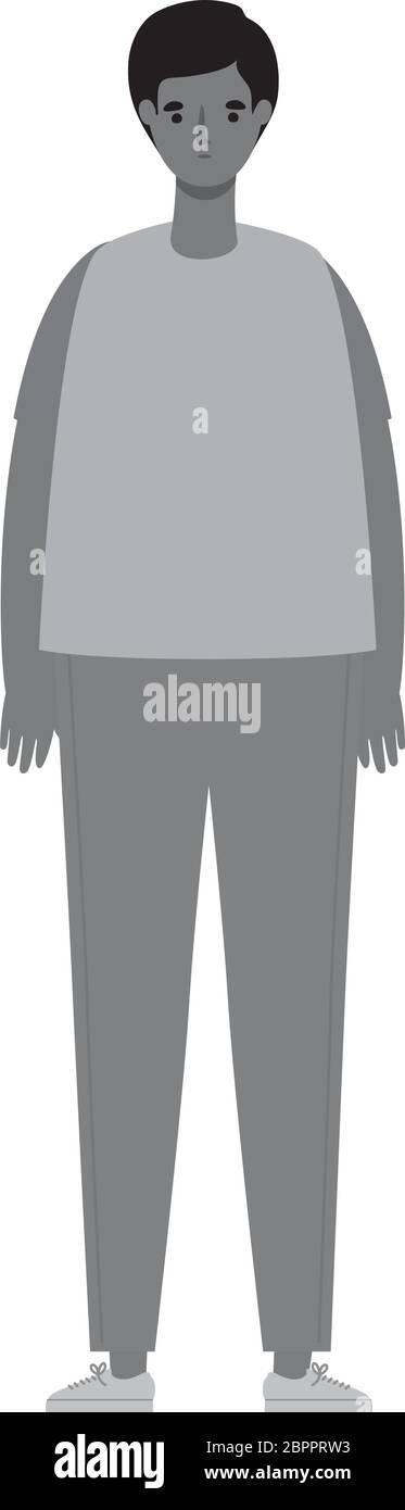 Isolated avatar man cartoon in gray colors vector design Stock Vector ...