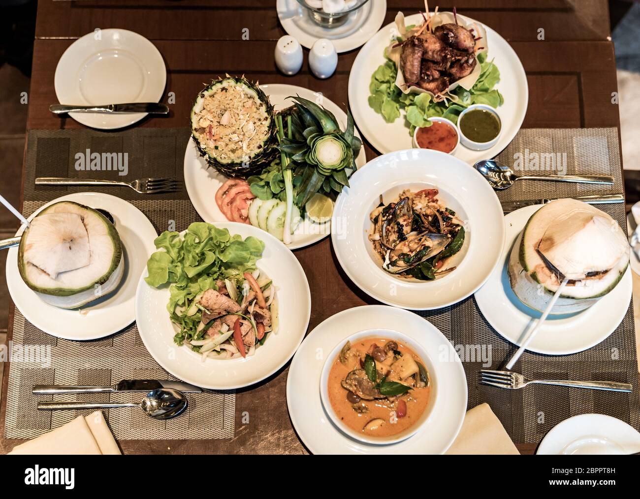 Thai food table top view Stock Photo - Alamy
