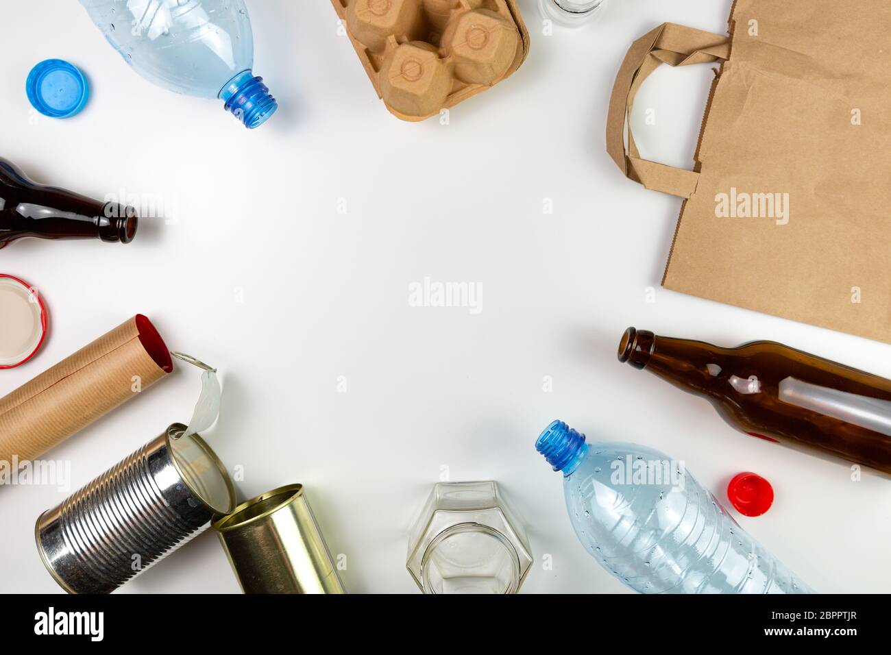 Plastic, glass, metal and paper garbage for recycling concept reuse and ...
