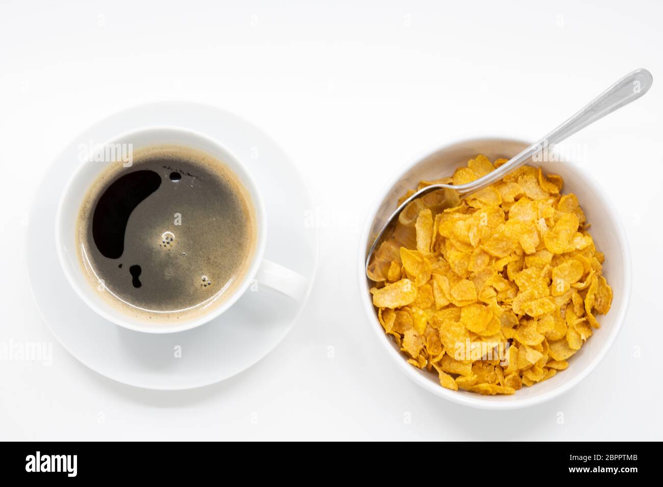 Breakfast of corn flakes and coffee Stock Photo - Alamy