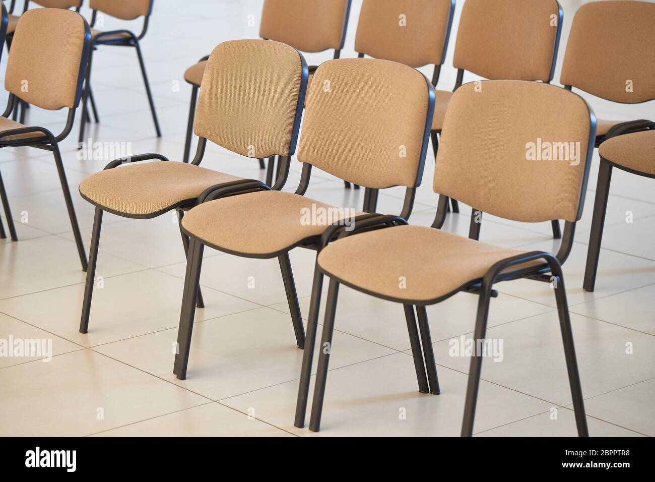 Chairs in rows in a room Stock Photo - Alamy