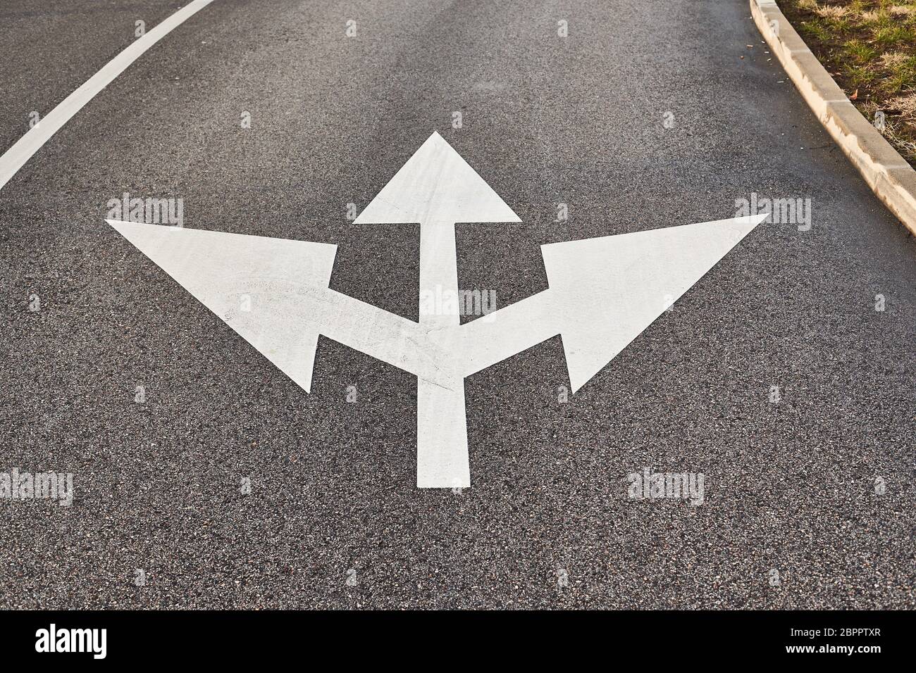 Arrow signs on the asphalt road Stock Photo - Alamy