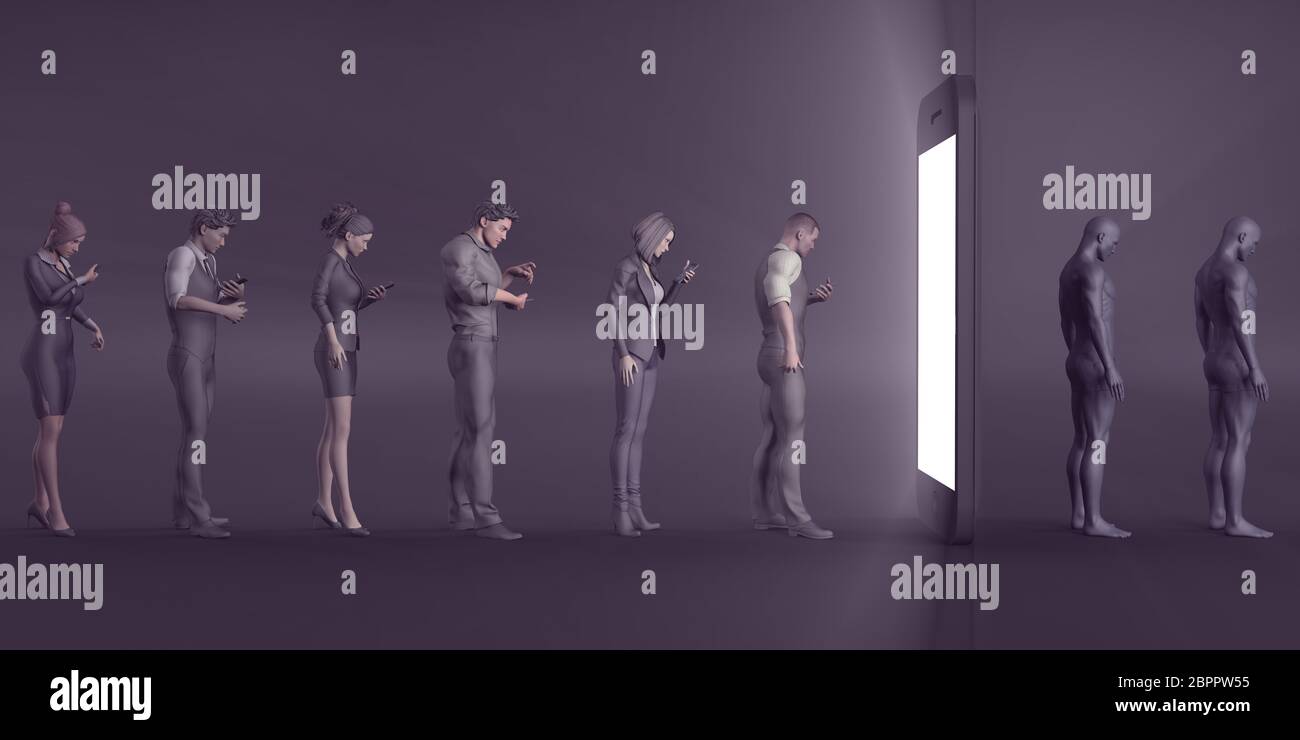 Handphone or Smartphone Addiction Among Adults Concept Stock Photo - Alamy